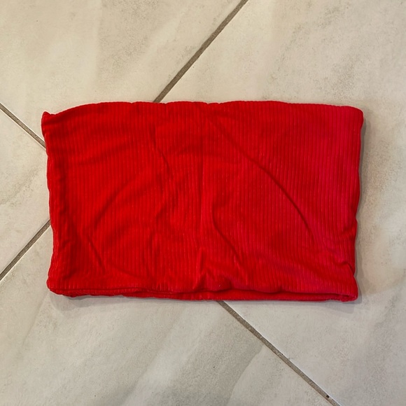 Topshop | Tops | Red Ribbed Tube Top From Top Shop Has Been Worn | Poshmark